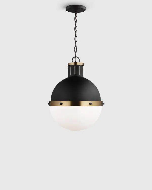 Quince Industrial Shaded Globe Pendant - Black