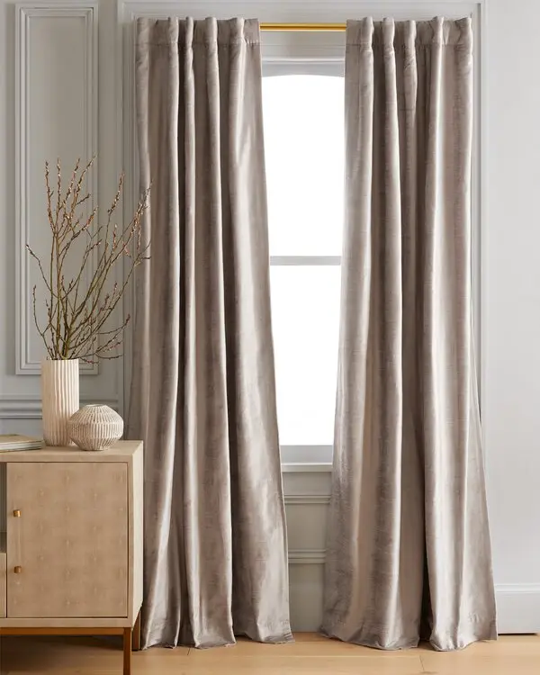 Quince Luster Velvet Room Darkening Curtain Single Panel - Silver