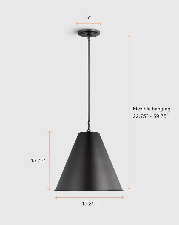 Quince Tapered Steel Shade Pendant - Black