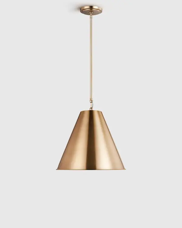 Quince Tapered Steel Shade Pendant - Brass