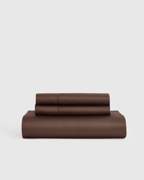 Quince Signature Giza Cotton Sateen Fitted Sheet Set - Espresso