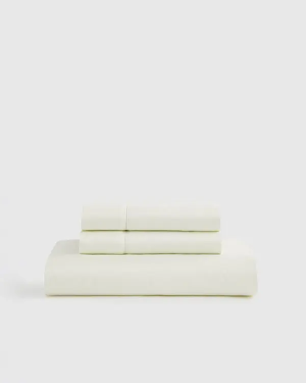 Quince Signature Giza Cotton Sateen Fitted Sheet Set - Ivory