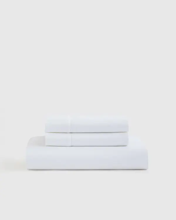 Quince Signature Giza Cotton Sateen Fitted Sheet Set - White