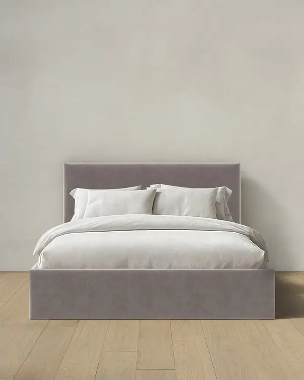 Quince Square Bed In Performance Velvet - Steel