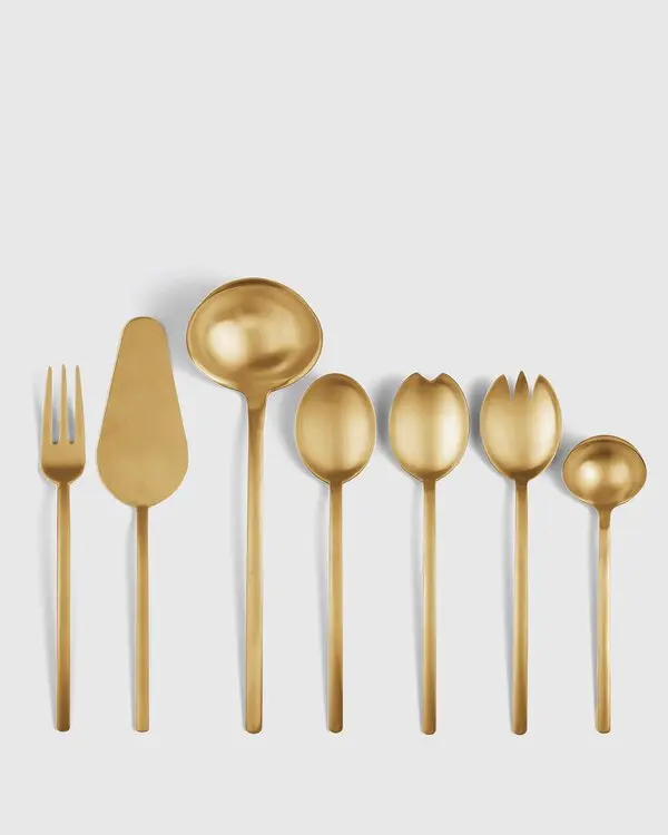 Quince Mepra Due 7-pc Serving Utensil Set - Brushed Gold