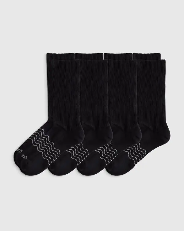 Quince Cotton Targeted Stretch Crew Socks 4-pack - Black