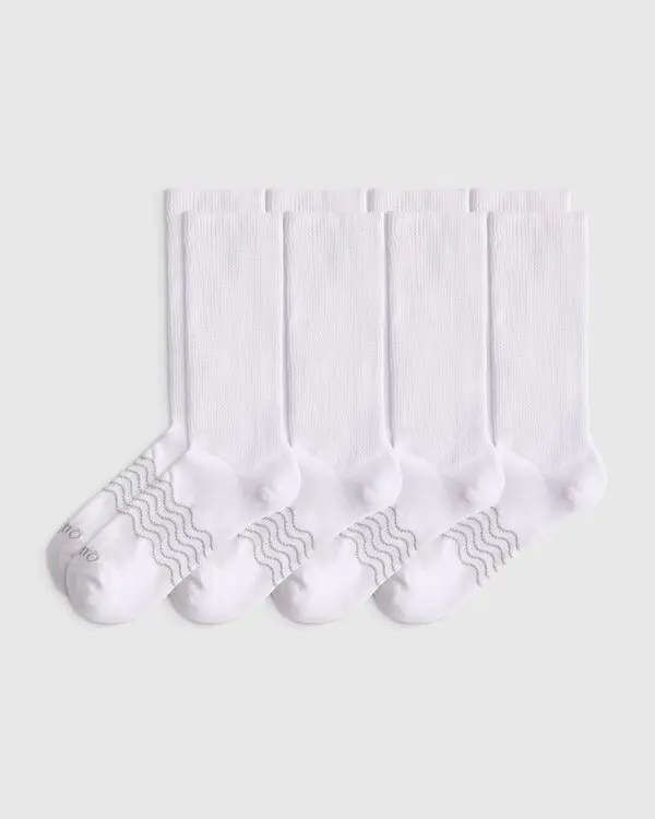 Quince Cotton Targeted Stretch Crew Socks 4-pack - White