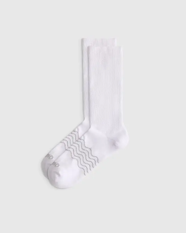 Quince Targeted Stretch Crew Socks 4 Pack - White