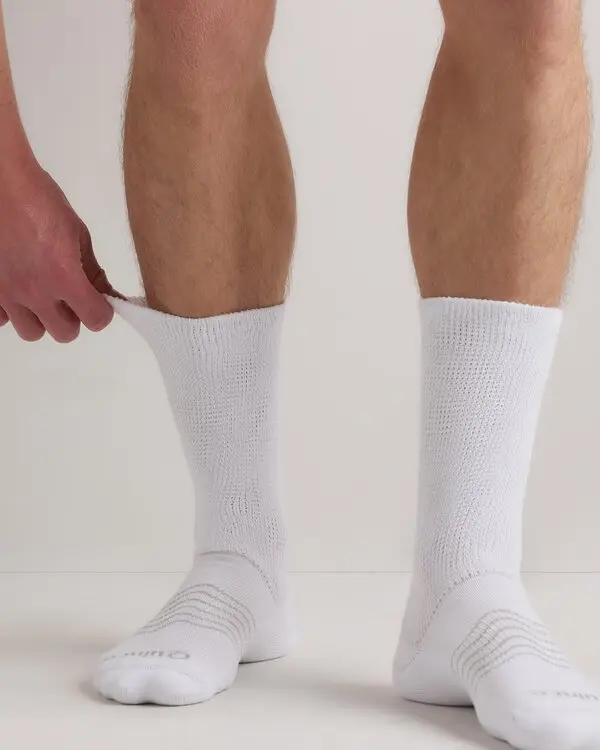 Quince Targeted Stretch Crew Socks 4 Pack - White