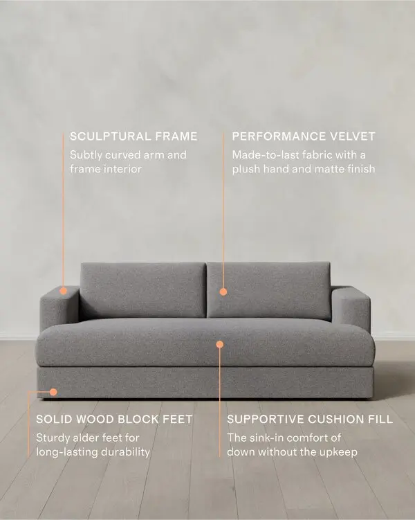 Quince Sierra Curved Arm Sofa In Performance Basketweave - Ash