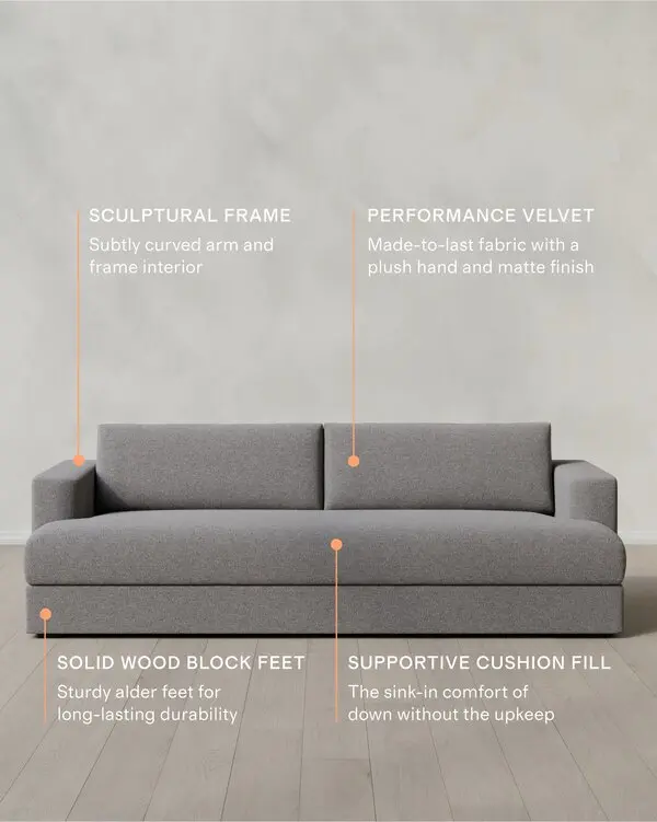 Quince Sierra Curved Arm Sofa In Performance Basketweave - Ash