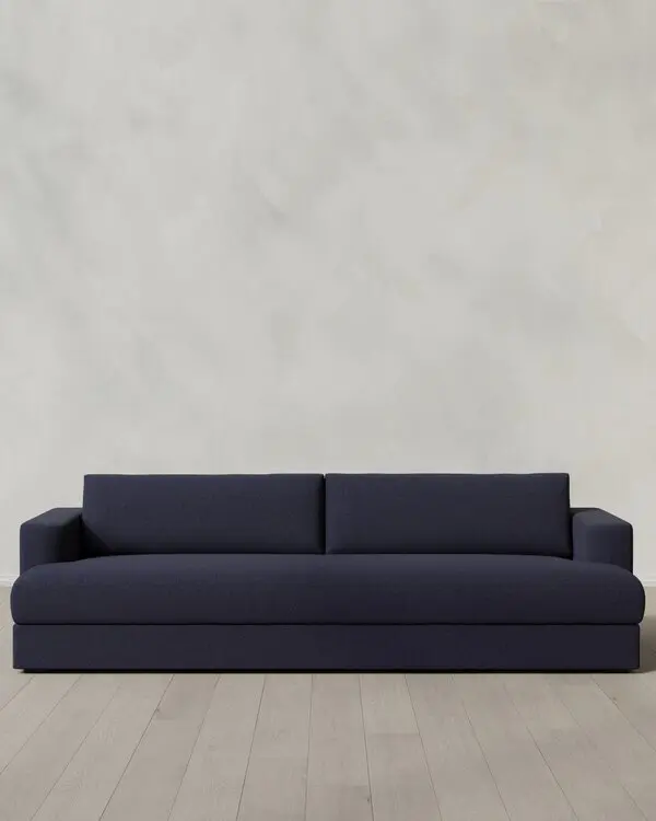 Quince Sierra Curved Arm Sofa In Performance Basketweave - Navy