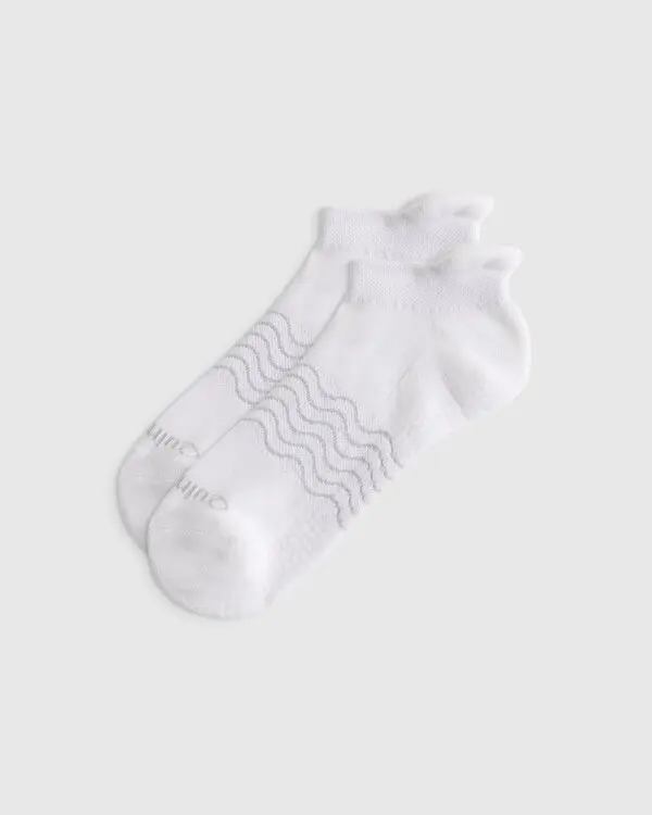 Quince Everyday Cotton Pilates Gripper Ankle Socks 4-pack - White