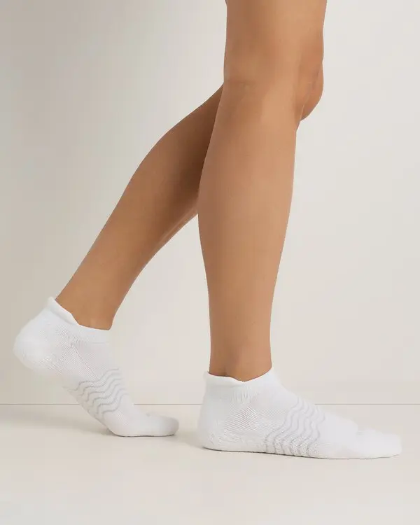 Quince Everyday Cotton Pilates Gripper Ankle Socks 4-pack - White