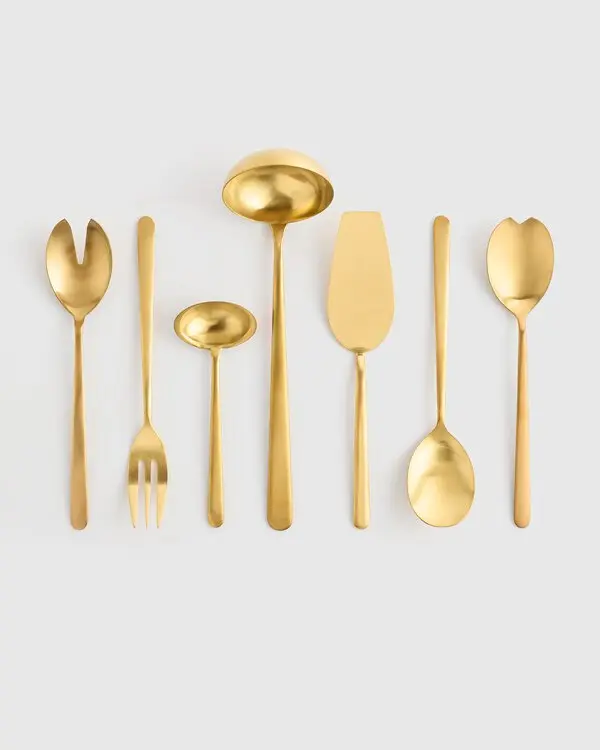 Quince Mepra Linea 7-pc Serving Utensil Set - Brushed Gold