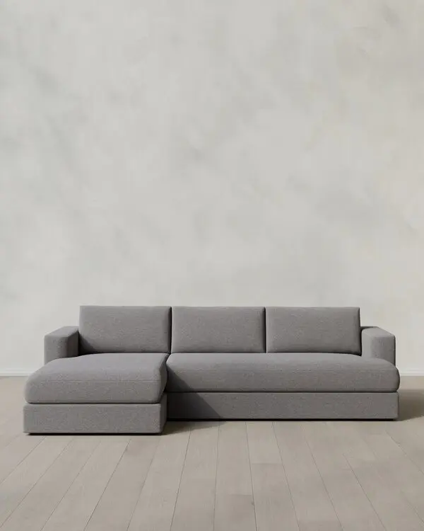 Quince Sierra Curved Arm Chaise Sectional In Performance Basketweave - Ash