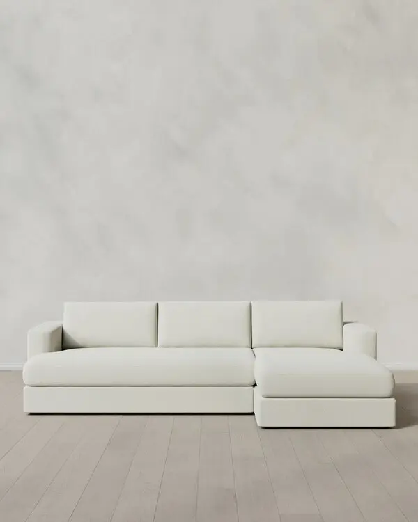 Quince Sierra Curved Arm Chaise Sectional In Performance Basketweave - Ivory