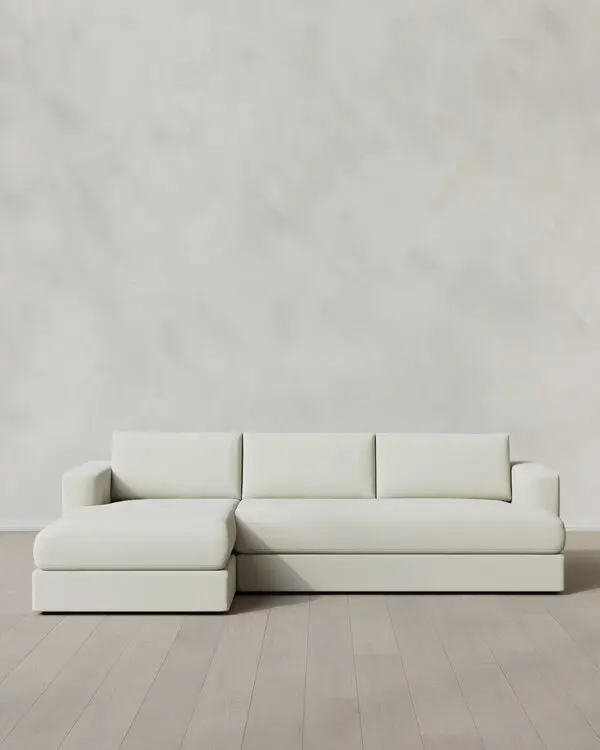 Quince Sierra Curved Arm Chaise Sectional In Performance Basketweave - Ivory
