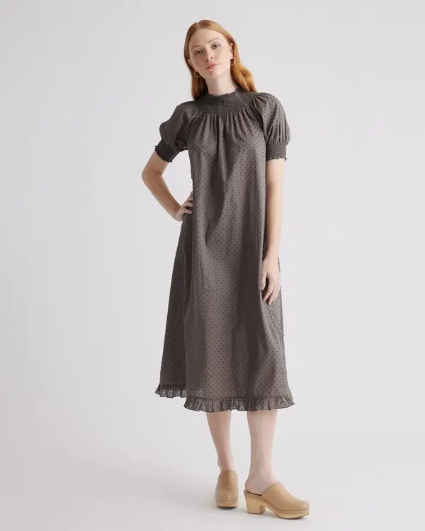 Quince Swiss Dot Midi Dress