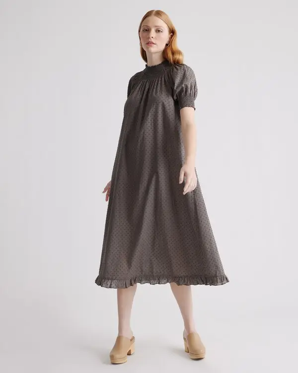 Quince Swiss Dot Midi Dress