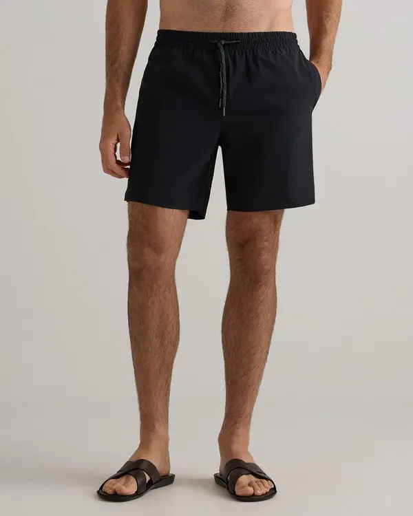 Quince Striped Italian Swim Trunk - Black