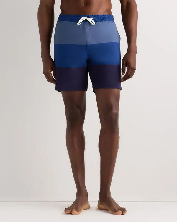 Quince Striped Italian Swim Trunk - Blue Colorblock
