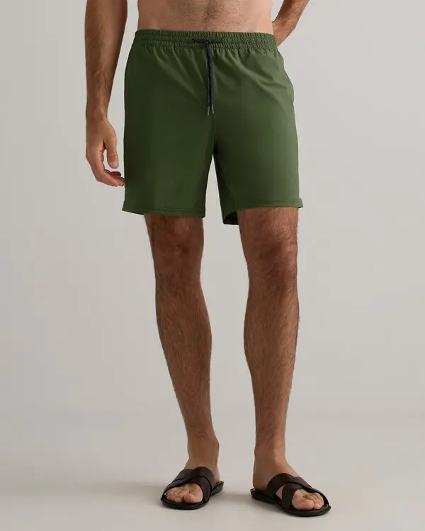 Quince Striped Italian Swim Trunk - Olive