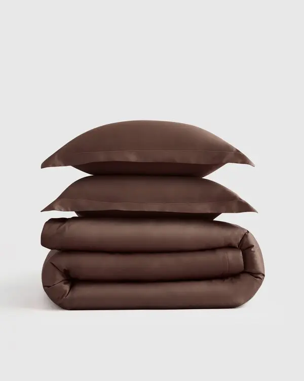 Quince Signature Giza Cotton Sateen Duvet Cover Set - Espresso