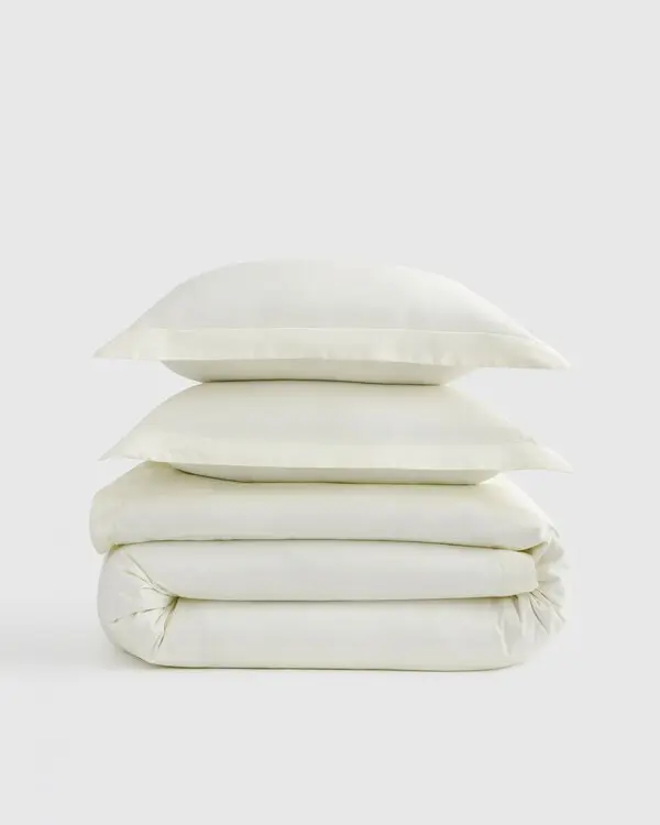Quince Signature Giza Cotton Sateen Duvet Cover Set - Ivory