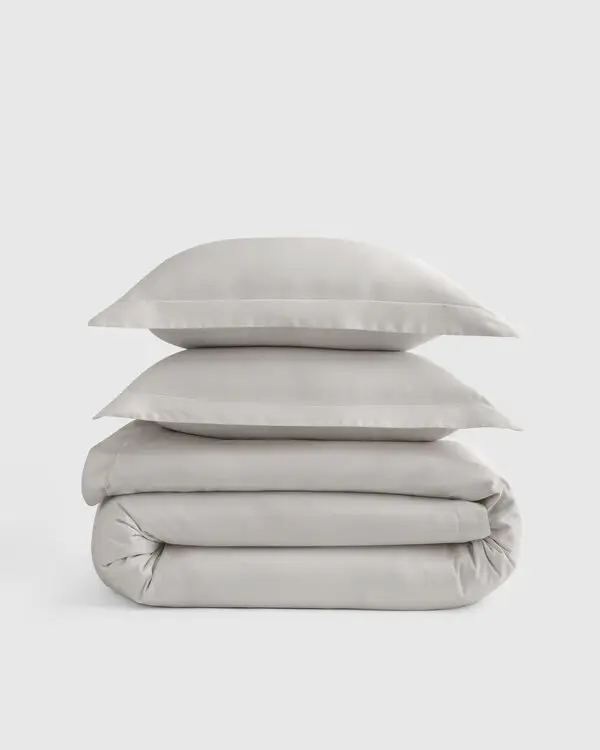 Quince Signature Giza Cotton Sateen Duvet Cover Set - Light Grey
