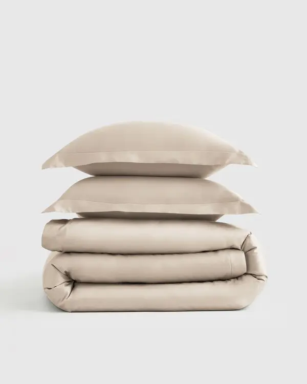 Quince Signature Giza Cotton Sateen Duvet Cover Set - Sand
