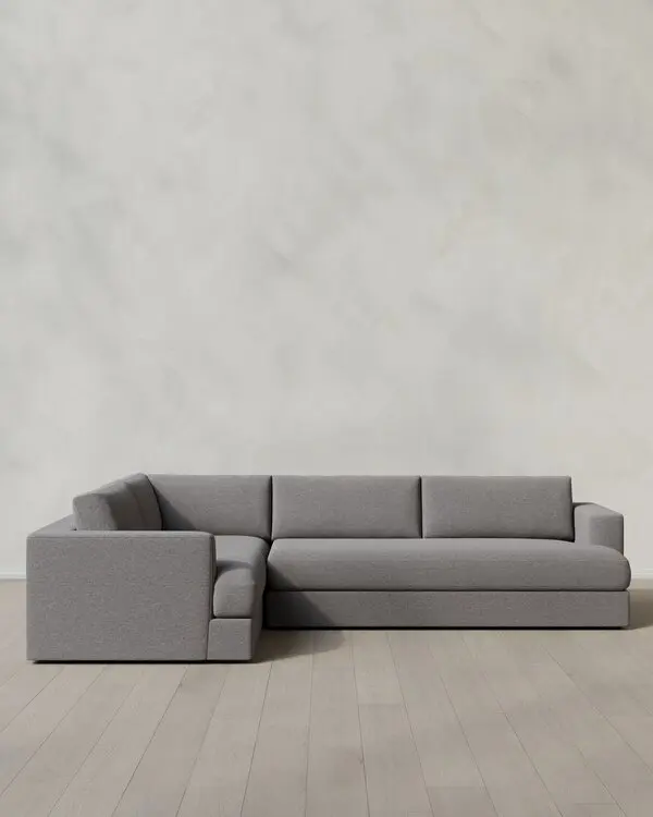 Quince Sierra Curved Arm L Sectional In Performance Basketweave - Ash