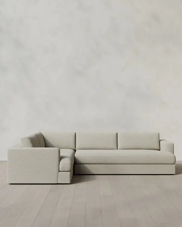 Quince Sierra Curved Arm L Sectional In Performance Basketweave - Flax