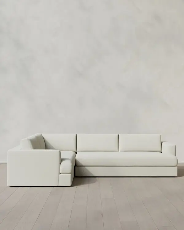 Quince Sierra Curved Arm L Sectional In Performance Basketweave - Ivory