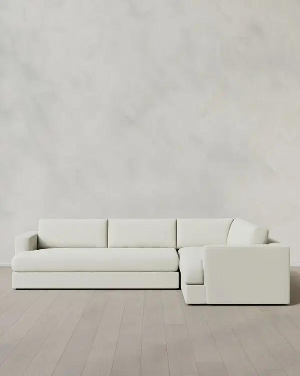 Quince Sierra Curved Arm L Sectional In Performance Basketweave - Ivory
