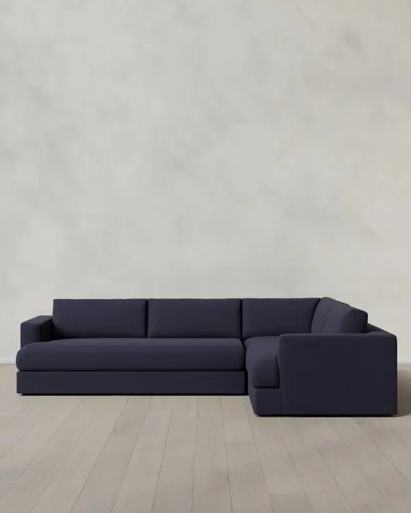 Quince Sierra Curved Arm L Sectional In Performance Basketweave - Navy