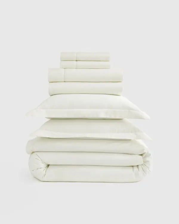 Quince Signature Giza Cotton Sateen Deluxe Bedding Bundle - Ivory