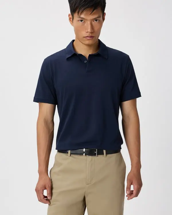 Quince Japanese Lotus Polo - Navy