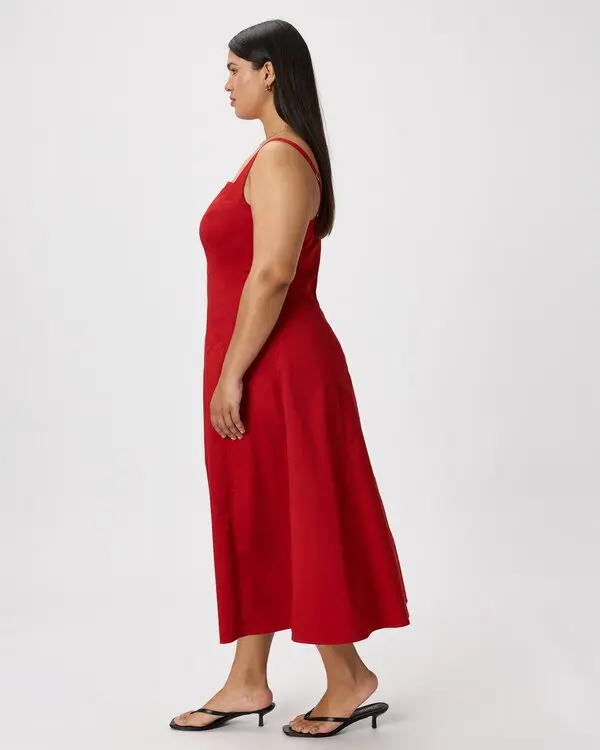 Quince Stretch Twill Fit & Flare Midi Dress