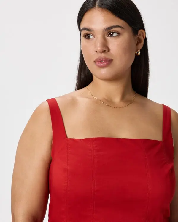 Quince Stretch Twill Fit & Flare Midi Dress
