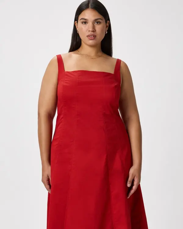 Quince Stretch Twill Fit & Flare Midi Dress