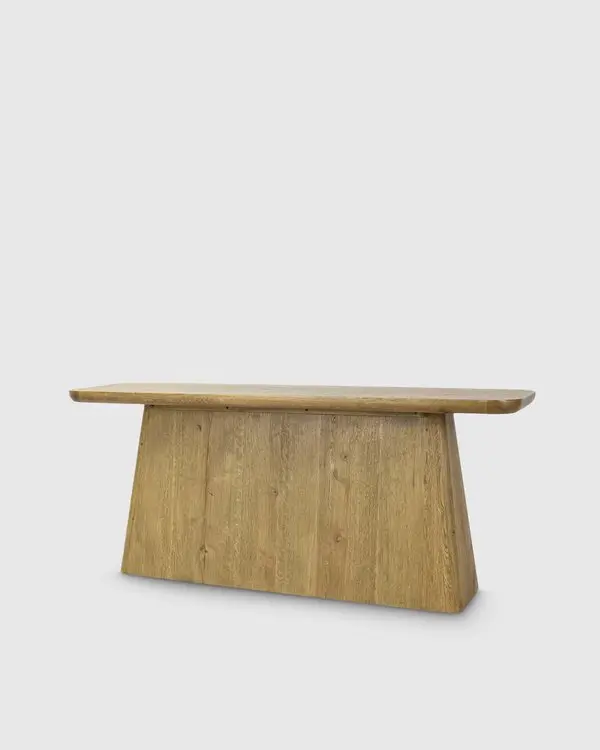 Quince Rustic Oak Plinth Console Table - Light Brown