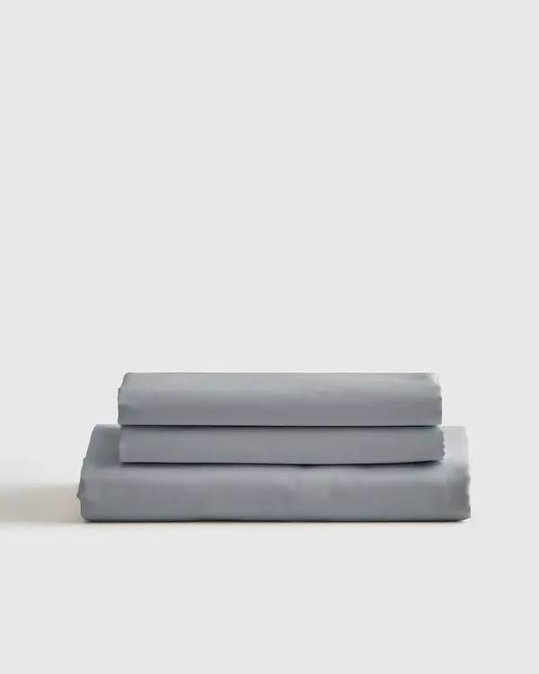 Quince Luxury Organic Sateen Fitted Sheet Set - Light Blue