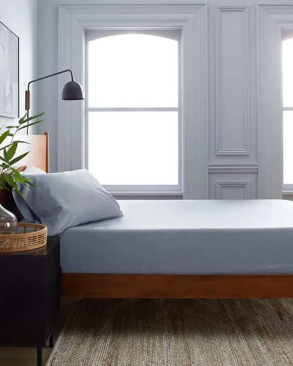 Quince Luxury Organic Sateen Fitted Sheet Set - Light Blue