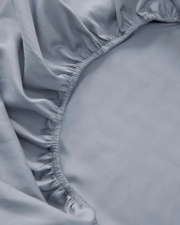 Quince Luxury Organic Sateen Fitted Sheet Set - Light Blue