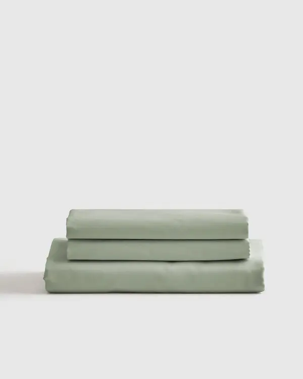 Quince Luxury Organic Sateen Fitted Sheet Set - Sage