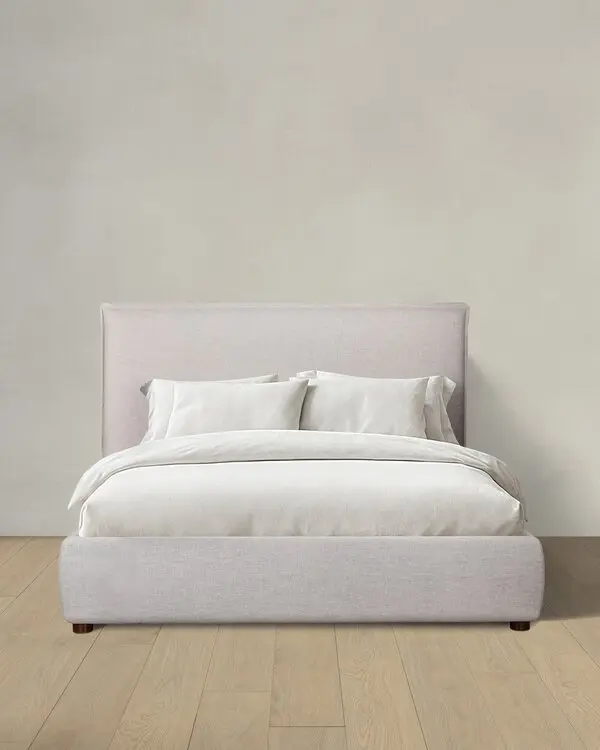 Quince Tailored Edge Bed In Performance Linen - Light Grey