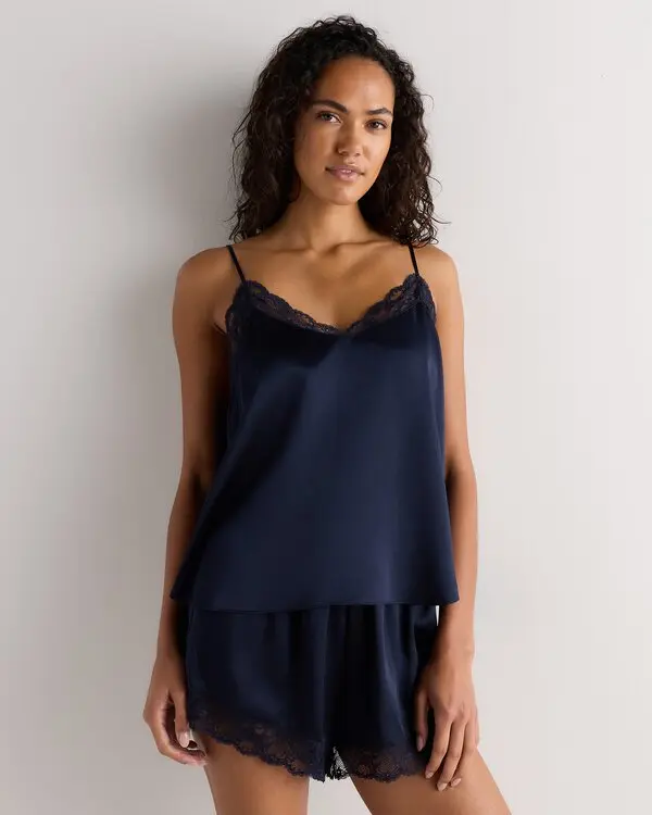 Quince Satin Lace Cami Pajama Top - Deep Navy