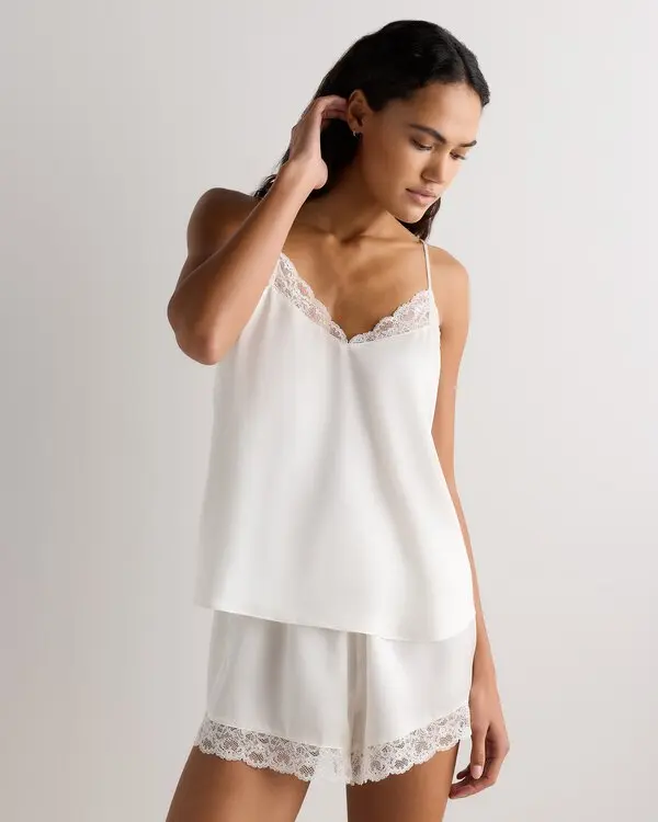 Quince Satin Lace Cami Pajama Top - Ivory