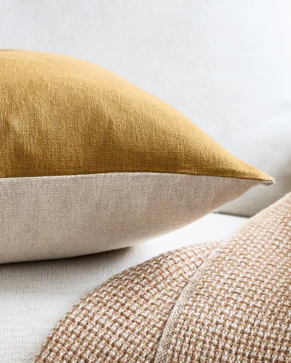 Quince Reversible Linen Bamboo Pillow Cover - Turmeric/flax